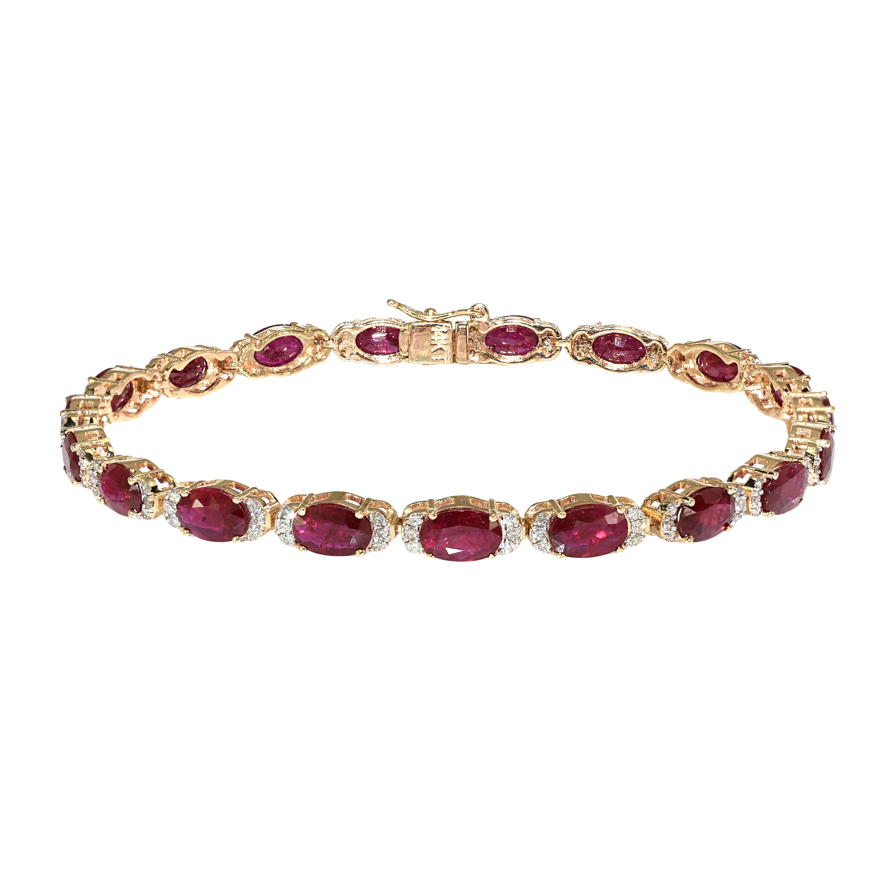 14k Ruby Diamond Oval Cut Tennis Bracelet – Jewelmak